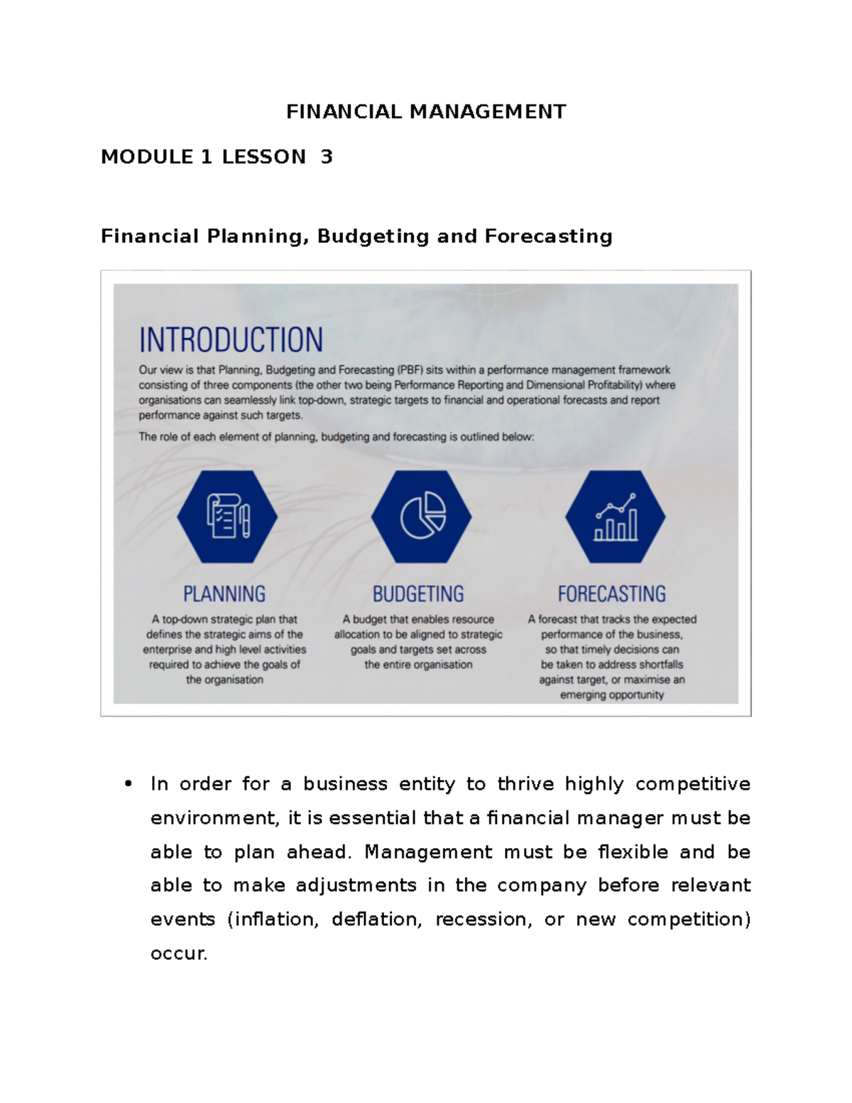 Financial Management M1L3 Summaries - FINANCIAL MANAGEMENT MODULE 1 ...