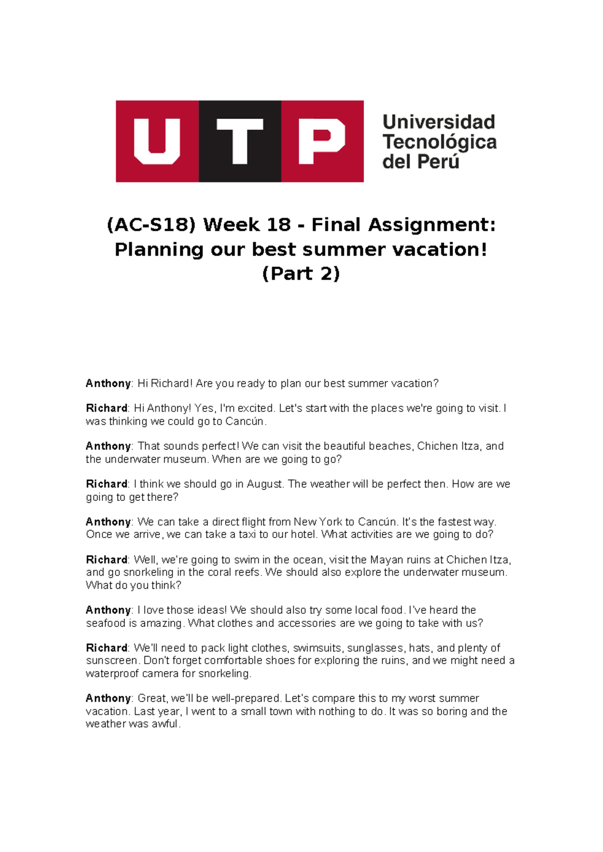 Week 18 - tarea final semana 18 - (AC-S18) Week 18 - Final Assignment: Planning our best summer ...