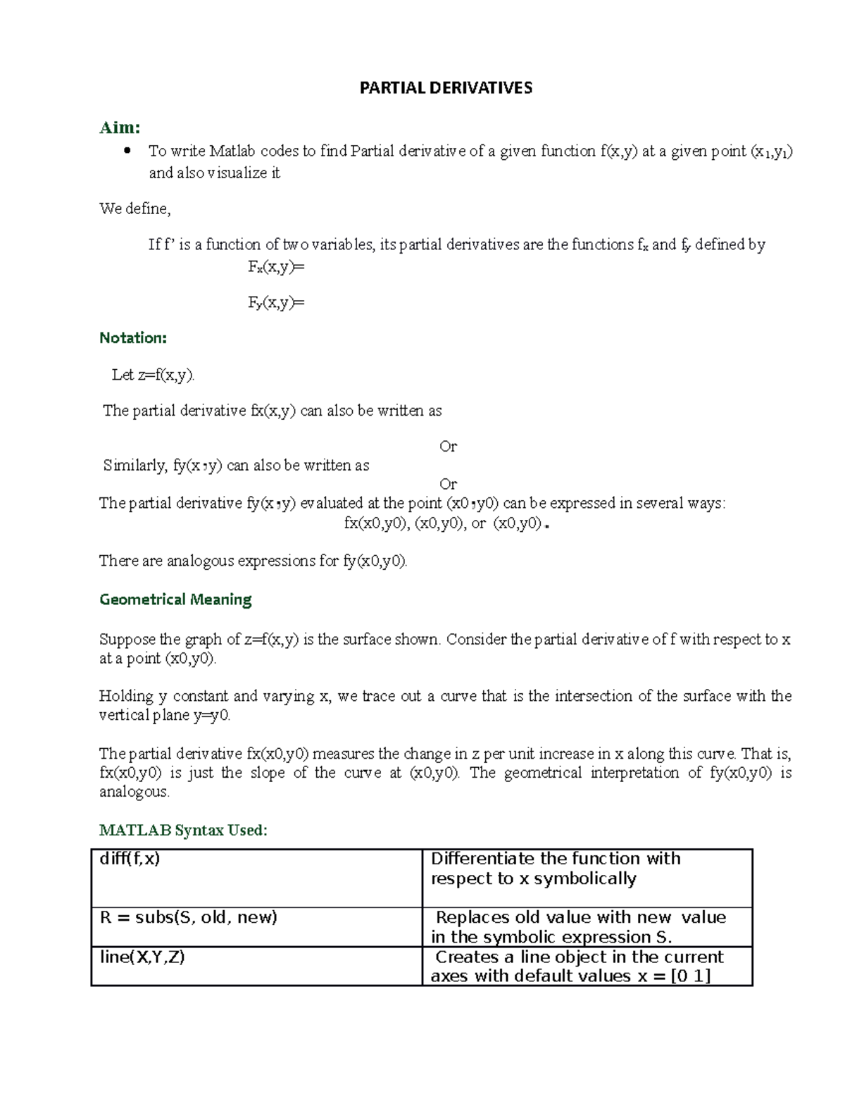 Parial derivative and Local extrema for two variables - PARTIAL ...