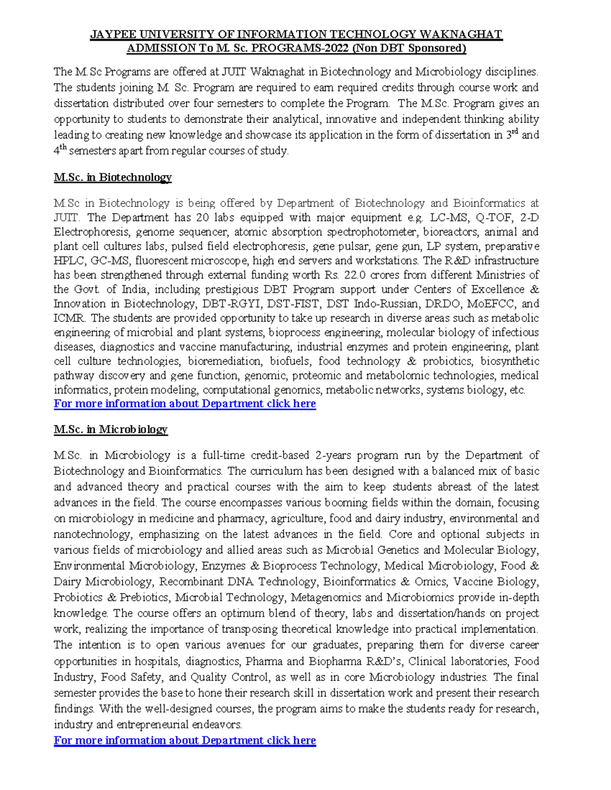 MSCAdmission Procedure 2022-Non DBT - JAYPEE UNIVERSITY OF INFORMATION ...