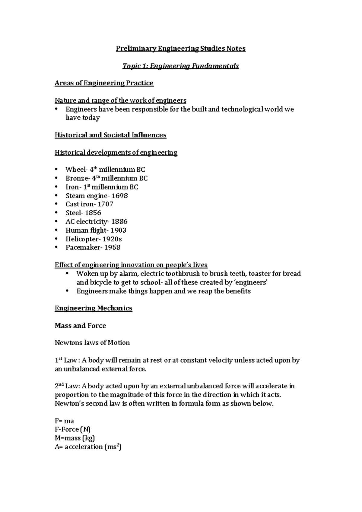 Entire Course Engineering Prelim Notes - Preliminary Engineering ...