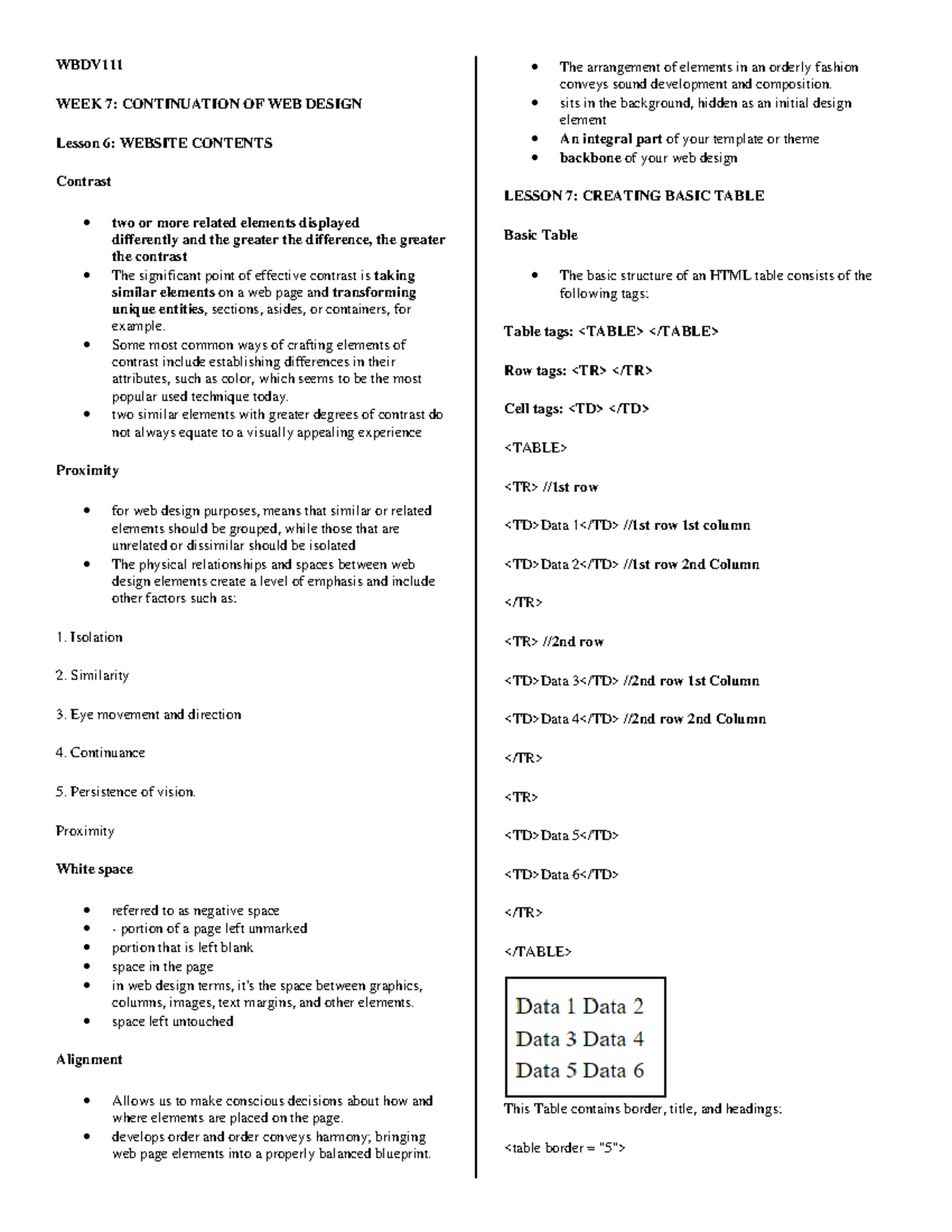 WBDV111 WEEK7-11 - WEBDEV MIDTERM REVIEWER - WBDV WEEK 7: CONTINUATION ...