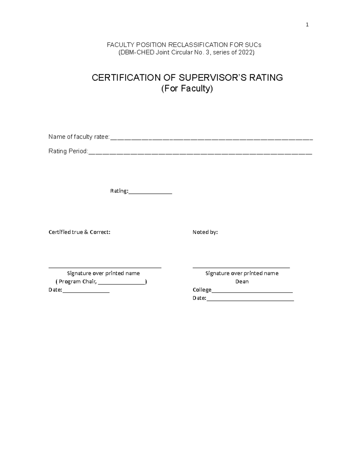 Cert percentage of contribution 1 2 - FACULTY POSITION RECLASSIFICATION ...