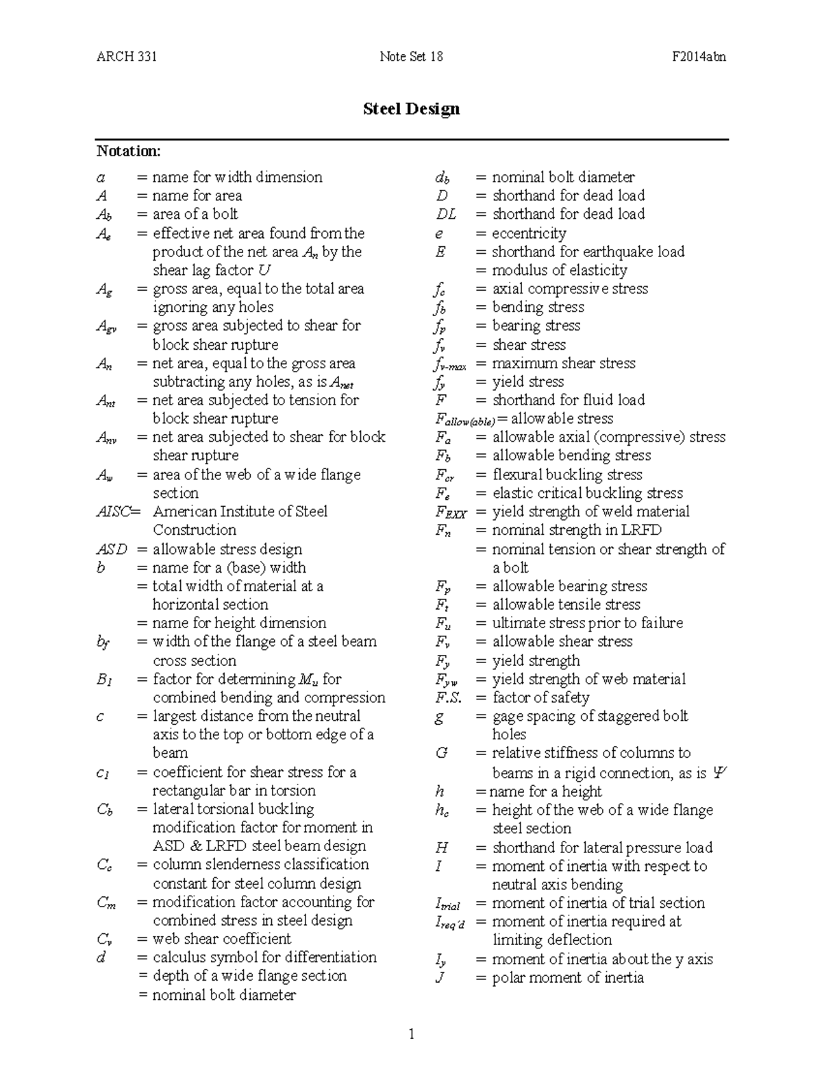Designacion DE Aceros INGENIERIA RESUMENES - Steel Design Notation: a ...