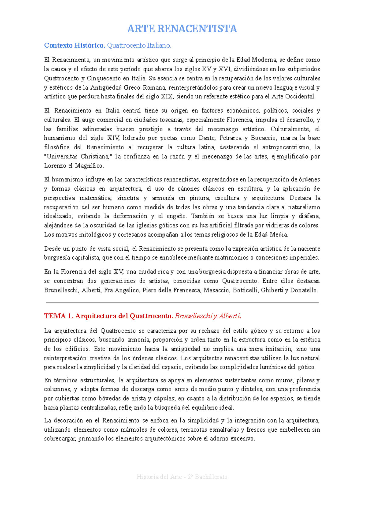 Resumen Renacimiento - ARTE RENACENTISTA Contexto Histórico ...