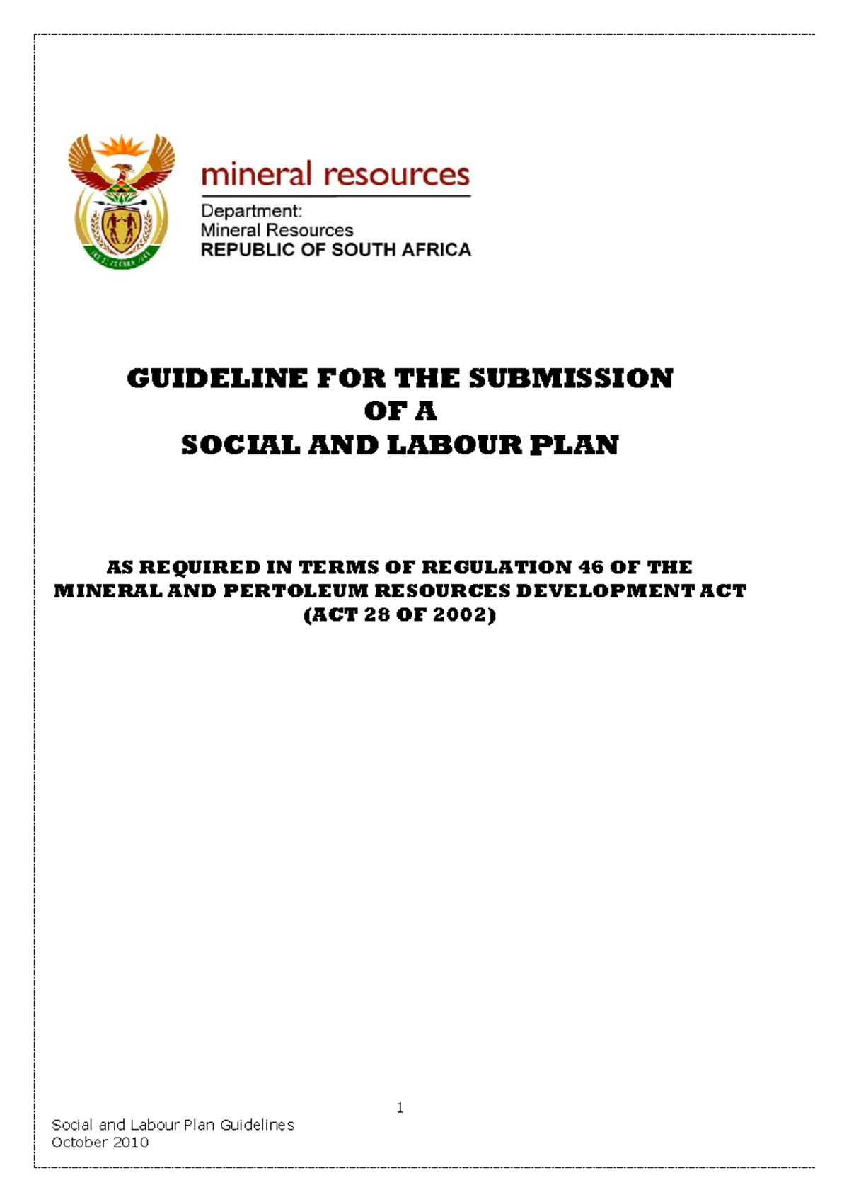 Social and labour plan guideline - - Studocu