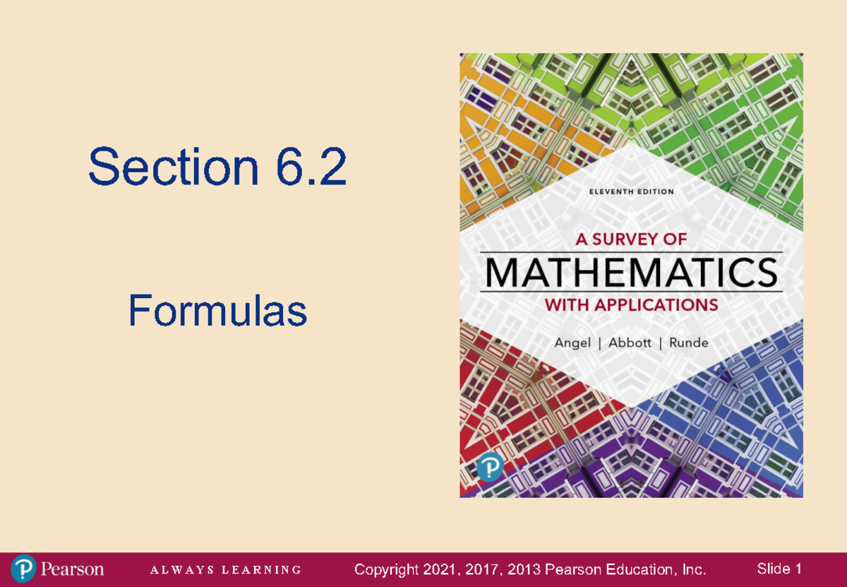 QR 6.2 Fall 2020 - Section 6. Formulas What You Will Learn Upon ...