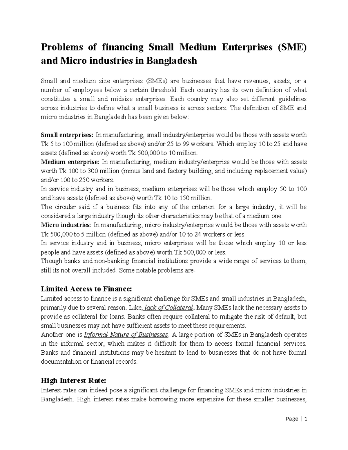 Aloka - Summary Financial Management - Problems of financing Small ...