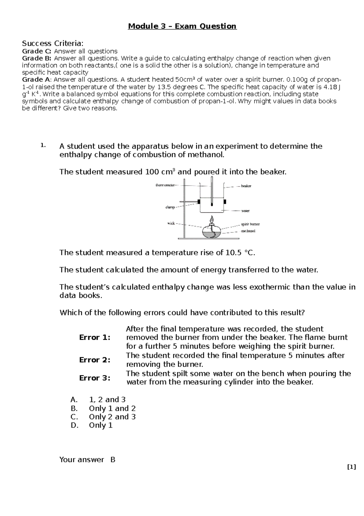module 3 exam quesiton - Module 3 – Exam Question Success Criteria ...