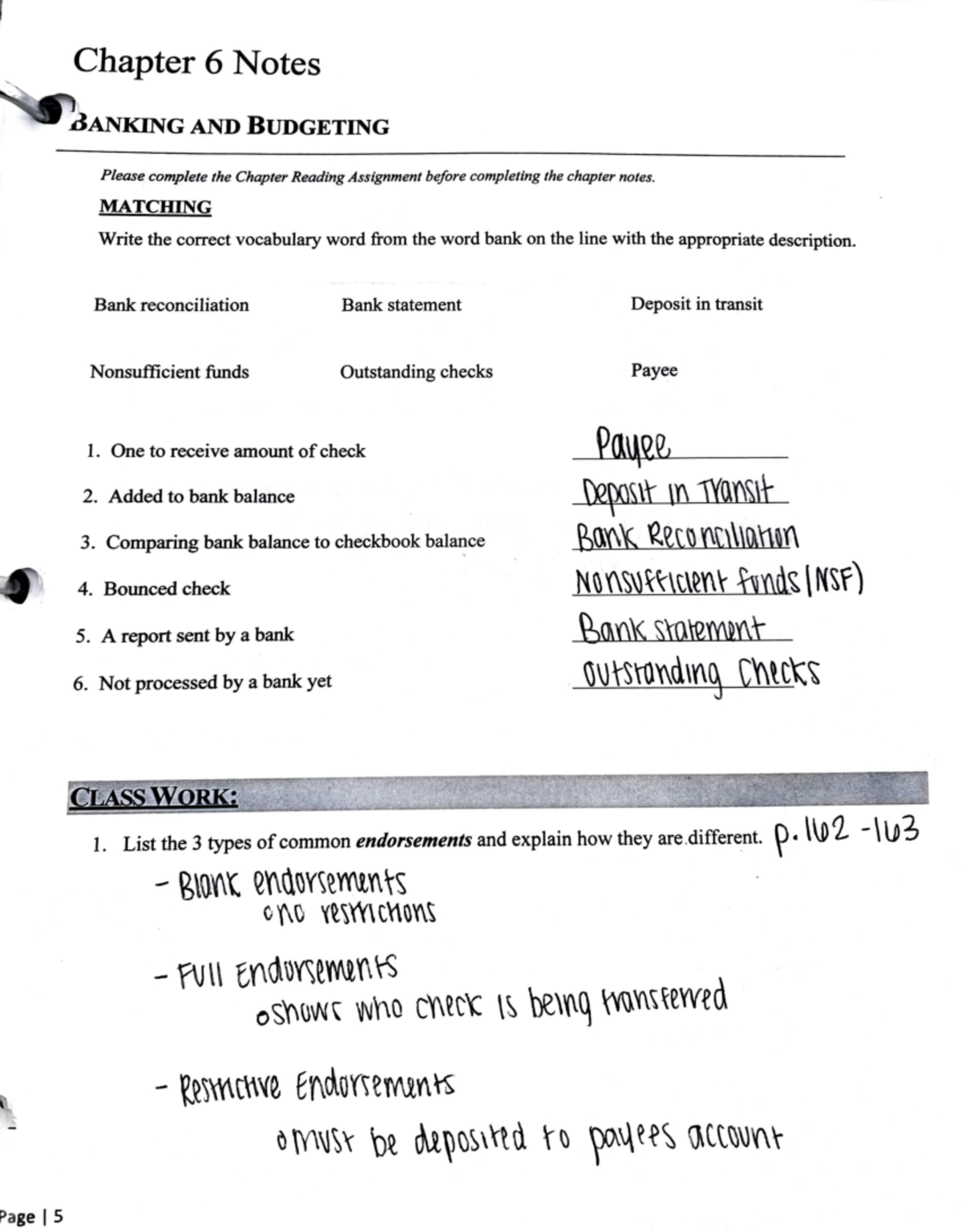 Chapter 6 Notes - Banking and Budgeting - Chapter 6 Notes .dANJONG AND ...