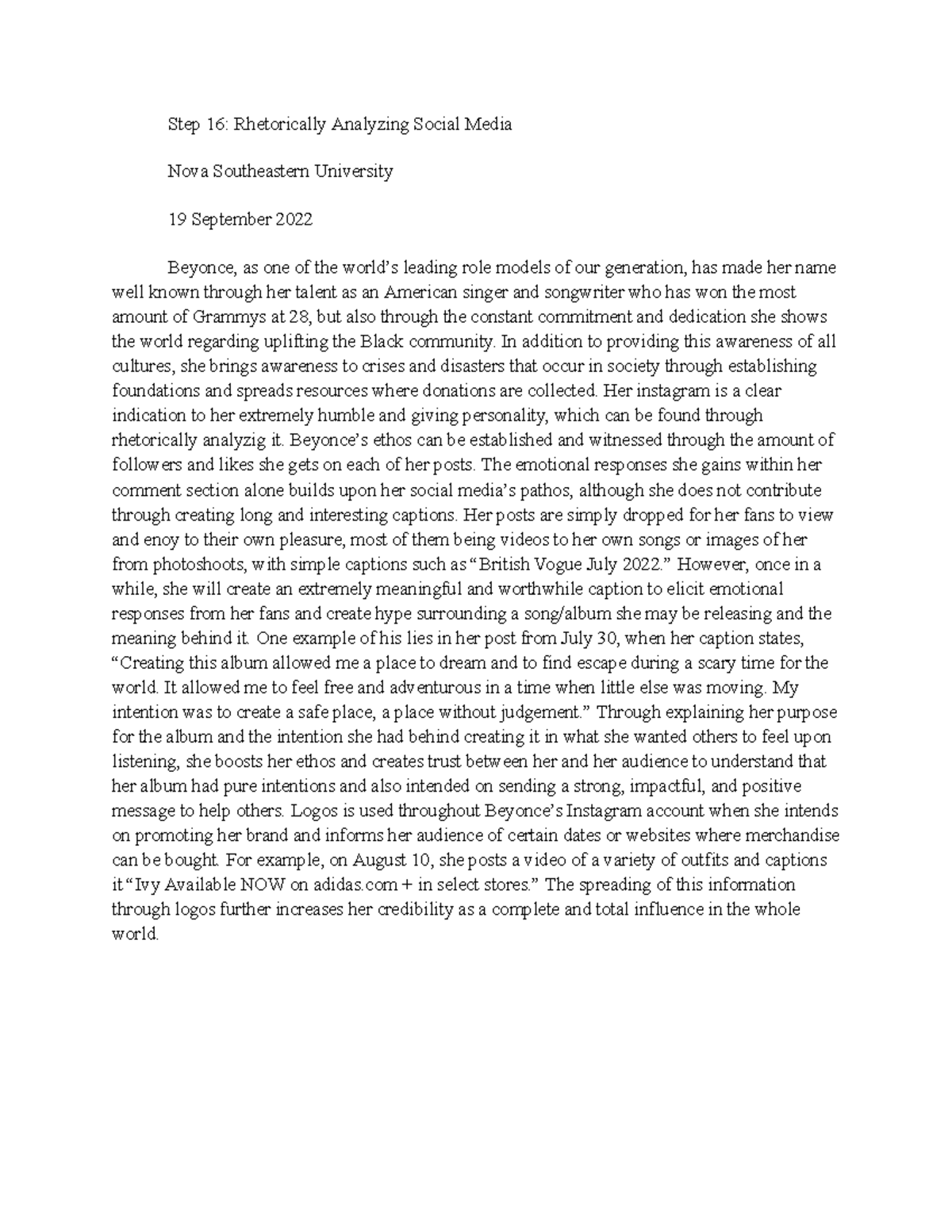 Step 16 Rhetorically Analyzing Social Media (Journal) - Step 16 ...