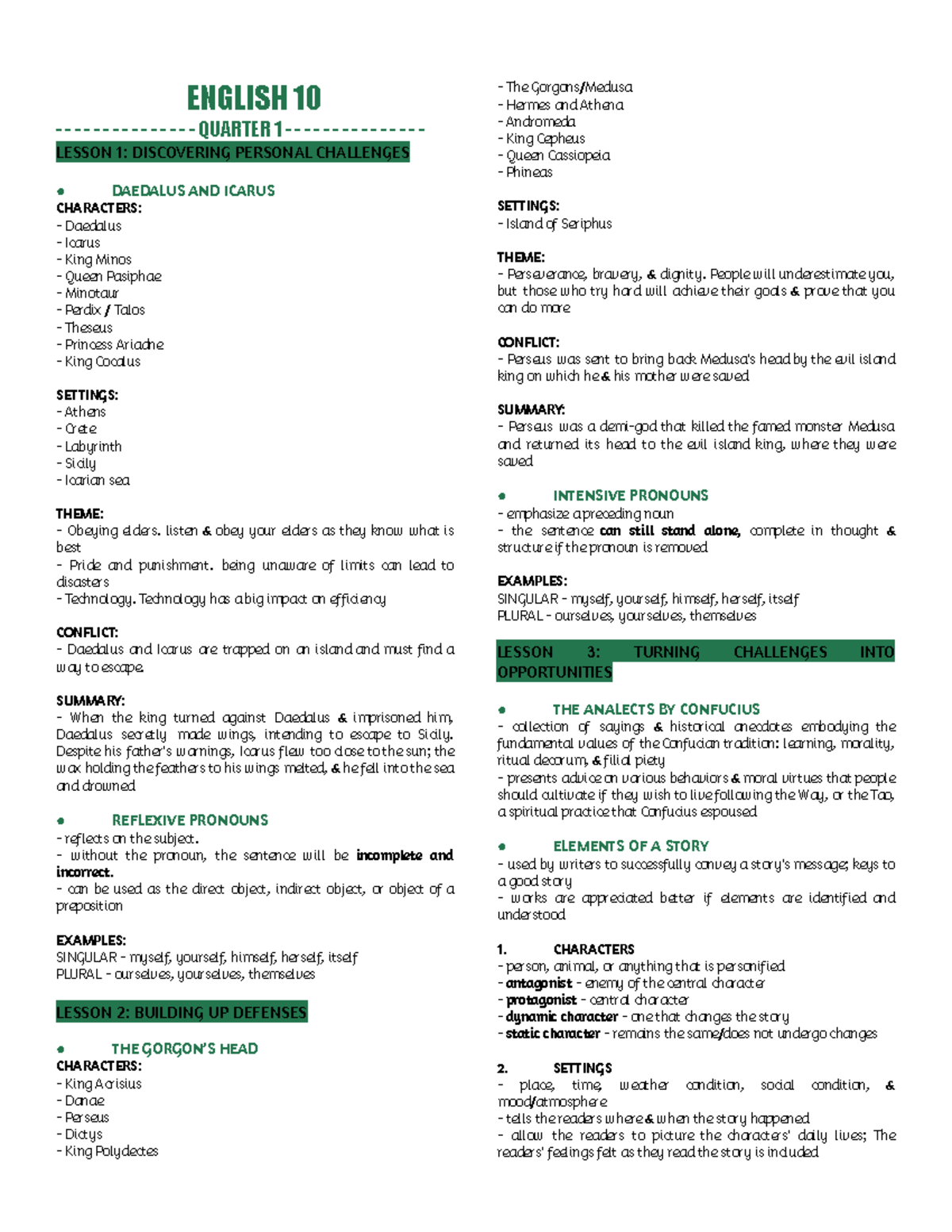 English 10 Notes - ENGLISH 10 - QUARTER 1 - LESSON 1: DISCOVERING ...