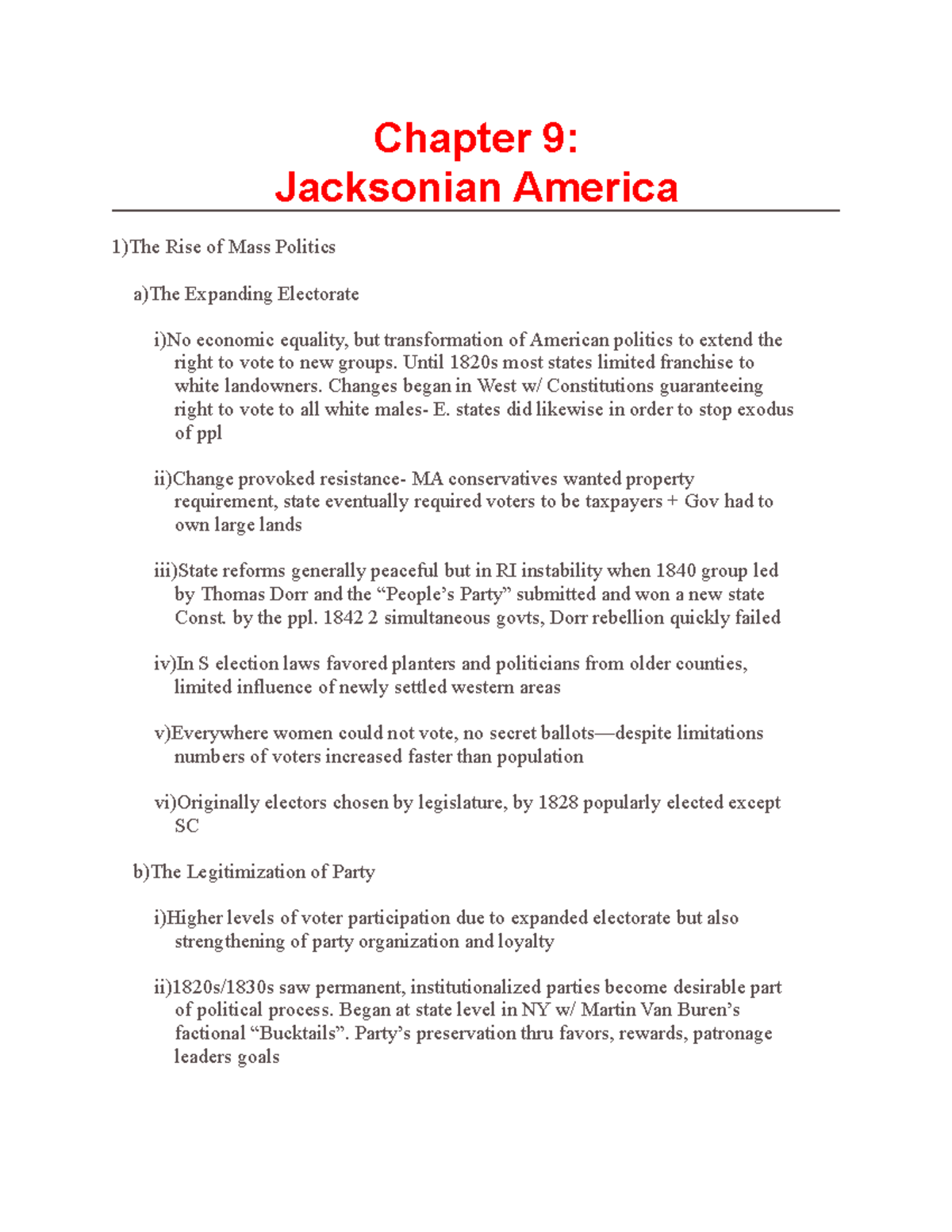 Chapter 9 Jacksonian America - Chapter 9: Jacksonian America 1)The Rise ...
