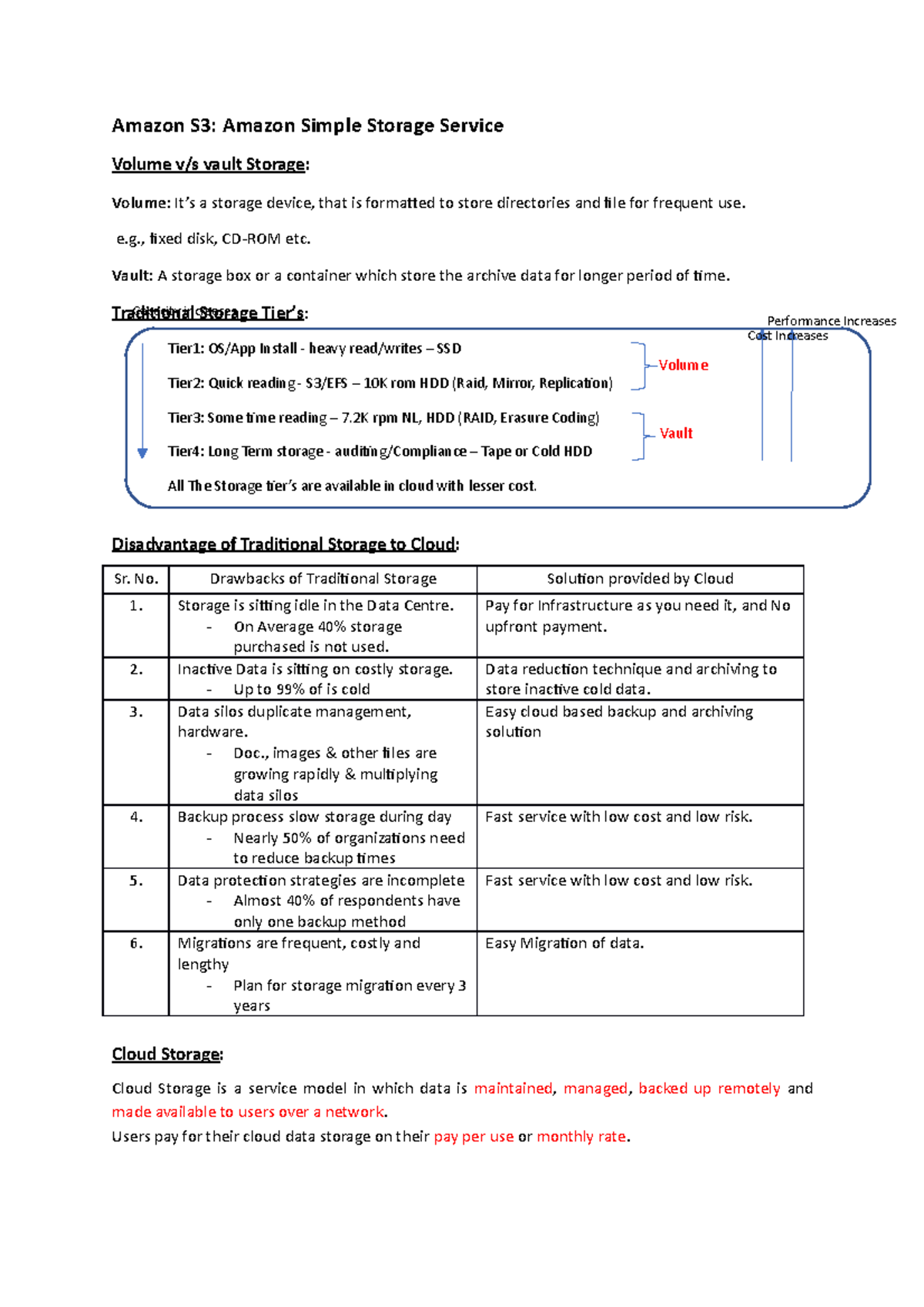 Amazon S3 notes - Amazon S3: Amazon Simple Storage Service Volume v/s ...