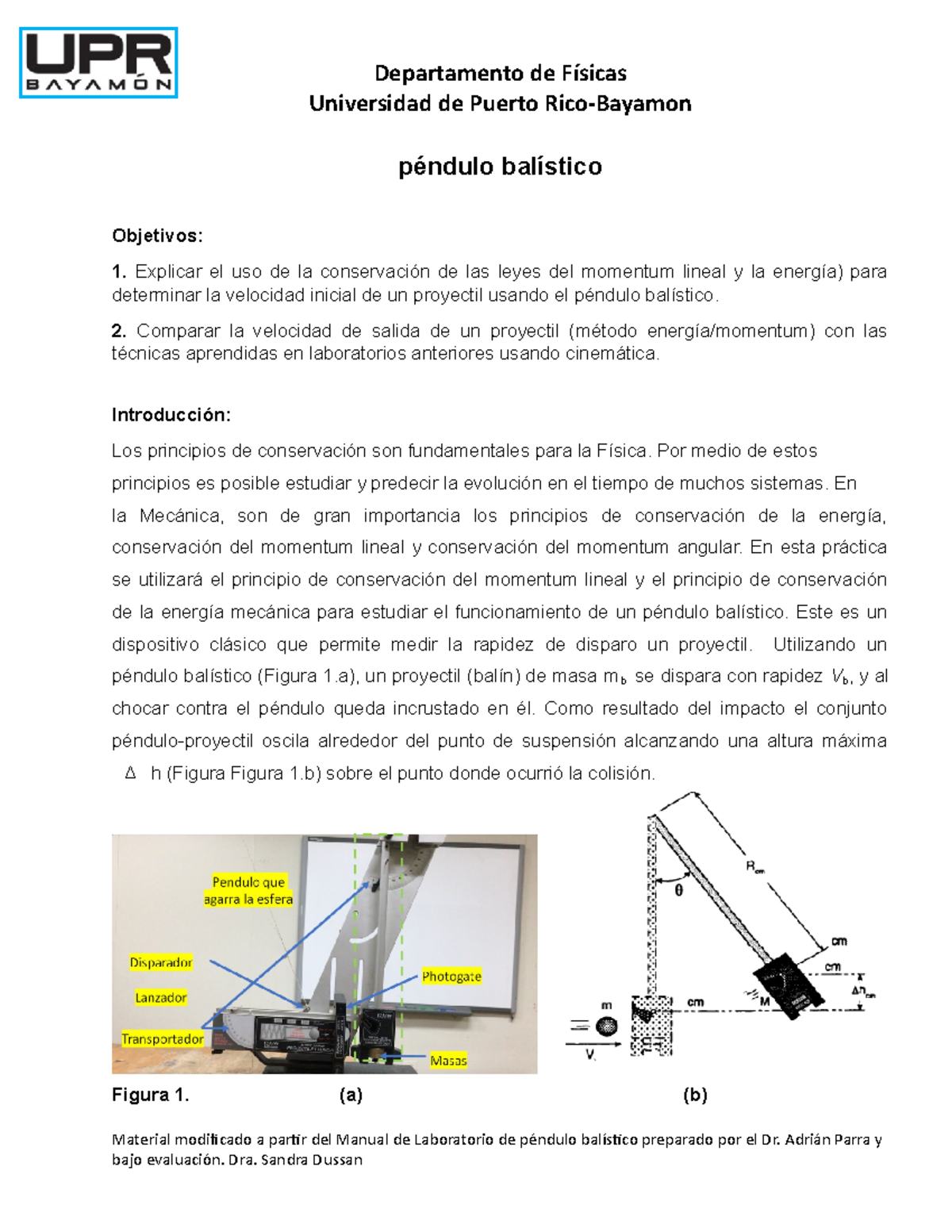 LAB-Pendulo balistico - Universidad de Puerto Rico-Bayamon péndulo ...