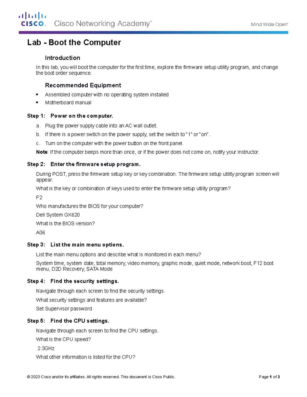 3.2.2.8 Lab - Boot the Computer - Lab - Boot the Computer Introduction ...