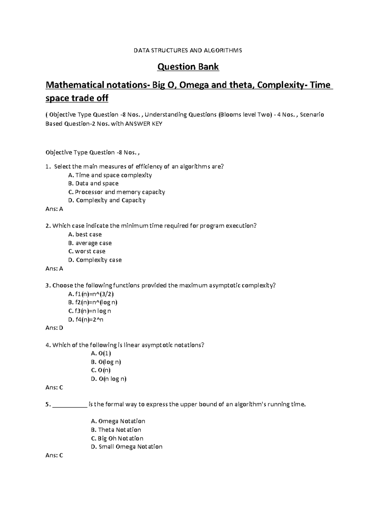 Mathematiccal Notation QB - DATA STRUCTURES AND ALGORITHMS Question Bank Mathematical notations ...