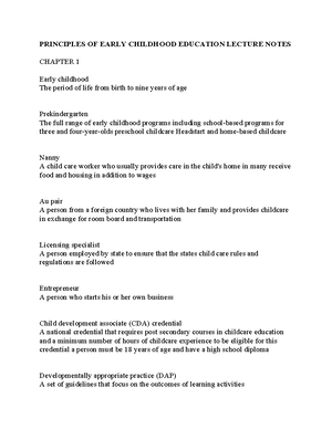 Principles OF Early Childhood Education Final Review Notes - PRINCIPLES ...