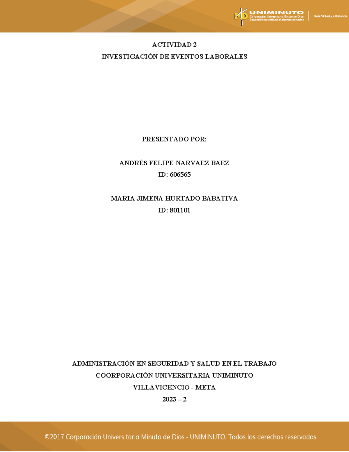 Actividad 8 Investigacion Eventos Laborales - ACTIVIDAD 2 INVESTIGACIÓN ...