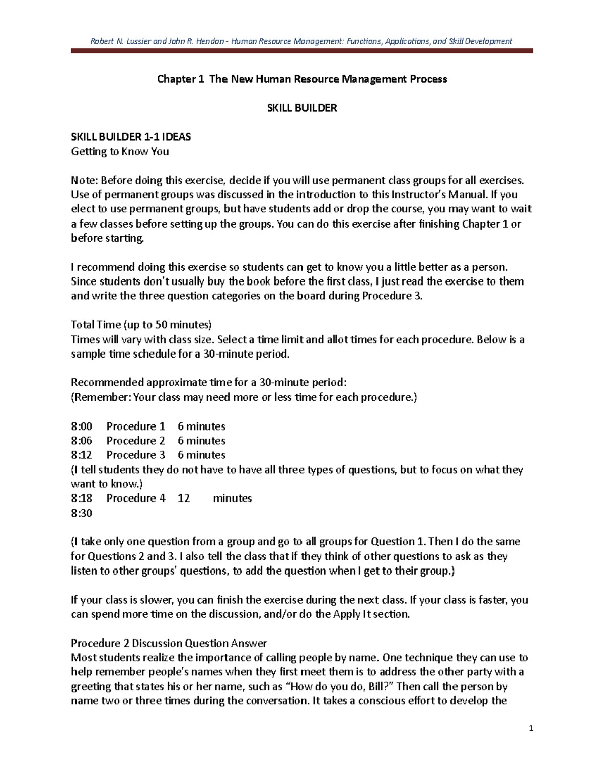 01 Answers to Skill Builder Exercises - Robert N. Lussier and John R ...