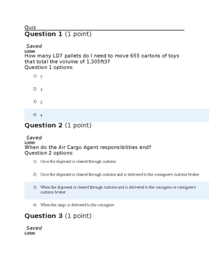 Global Logistics1 Module 9 Quiz - Saved Listen Which organization sets ...