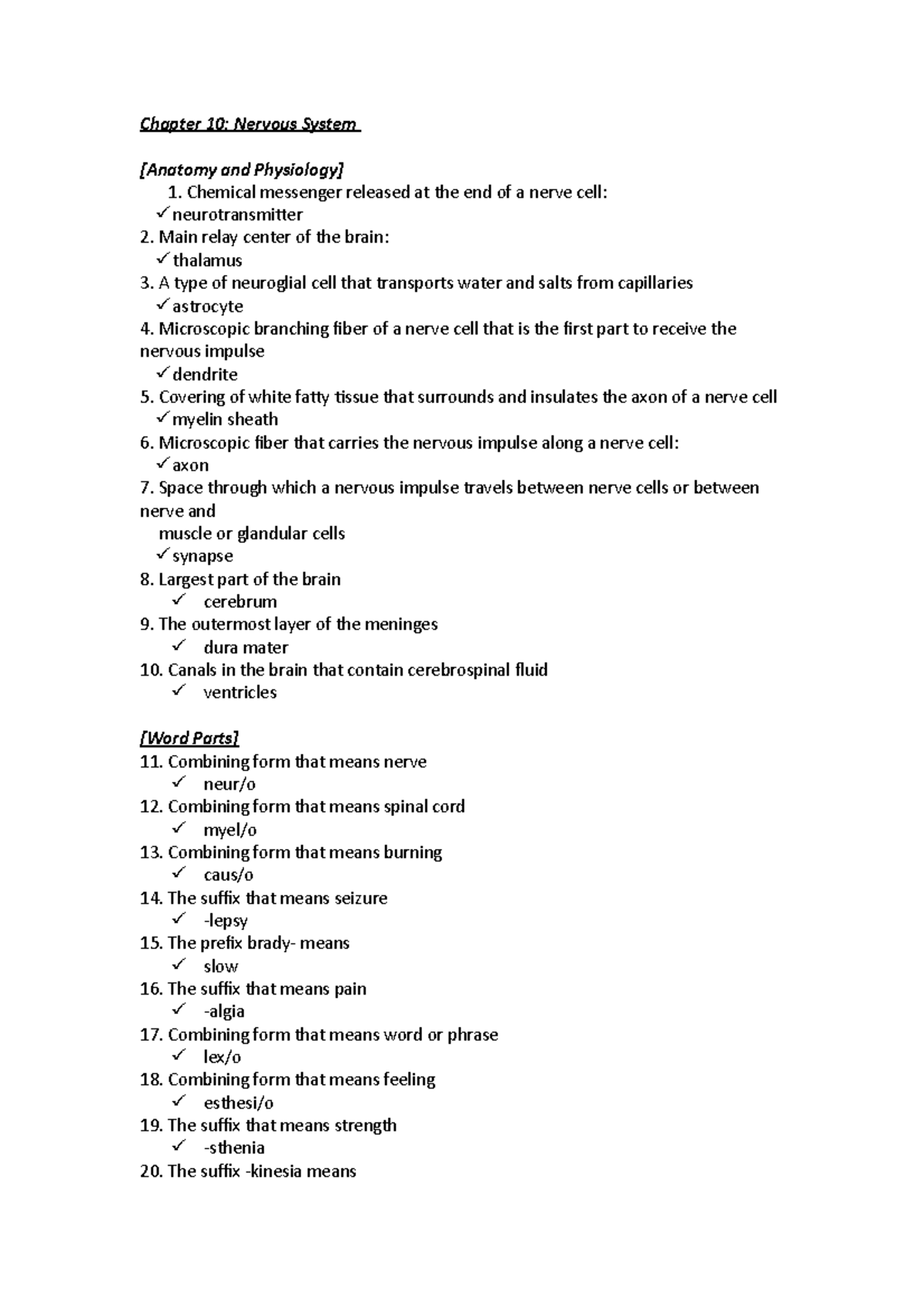 Chapter 10 nervous system - Chapter 10: Nervous System [Anatomy and ...