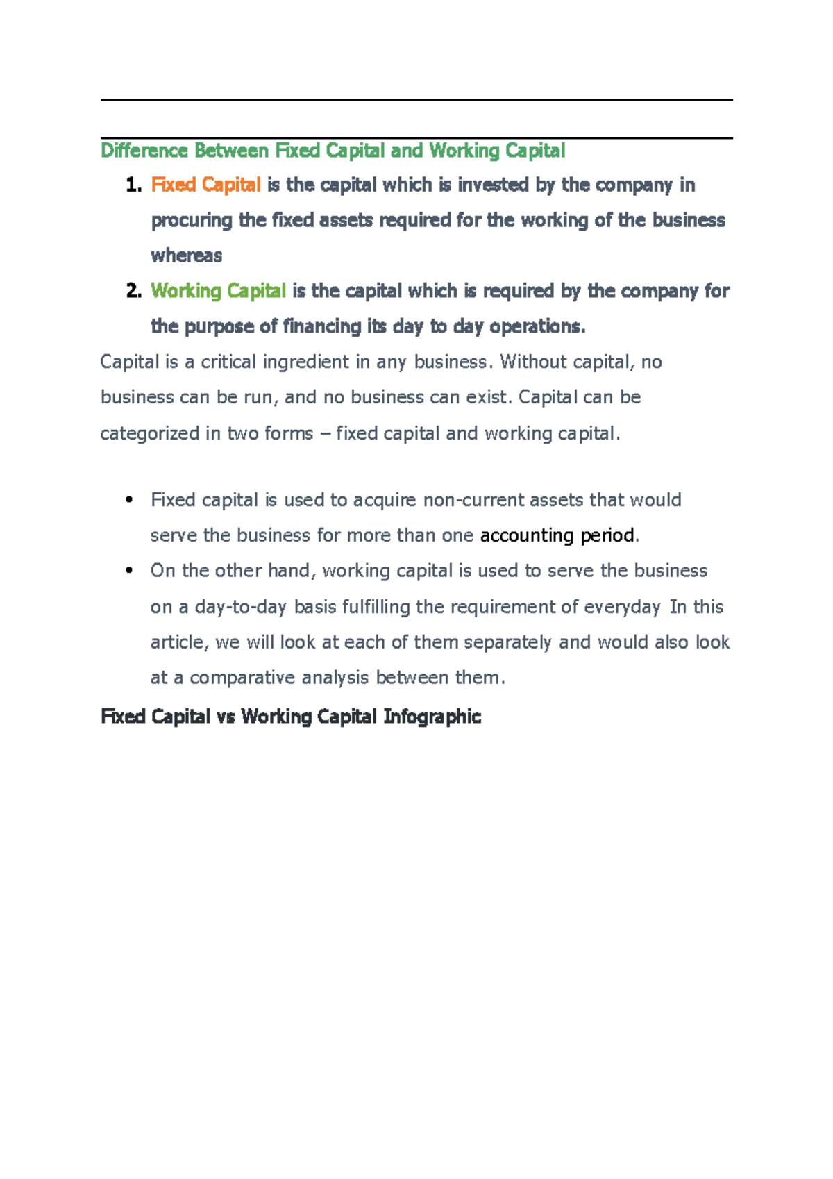 Working capital - Gghh - Difference Between Fixed Capital and Working ...