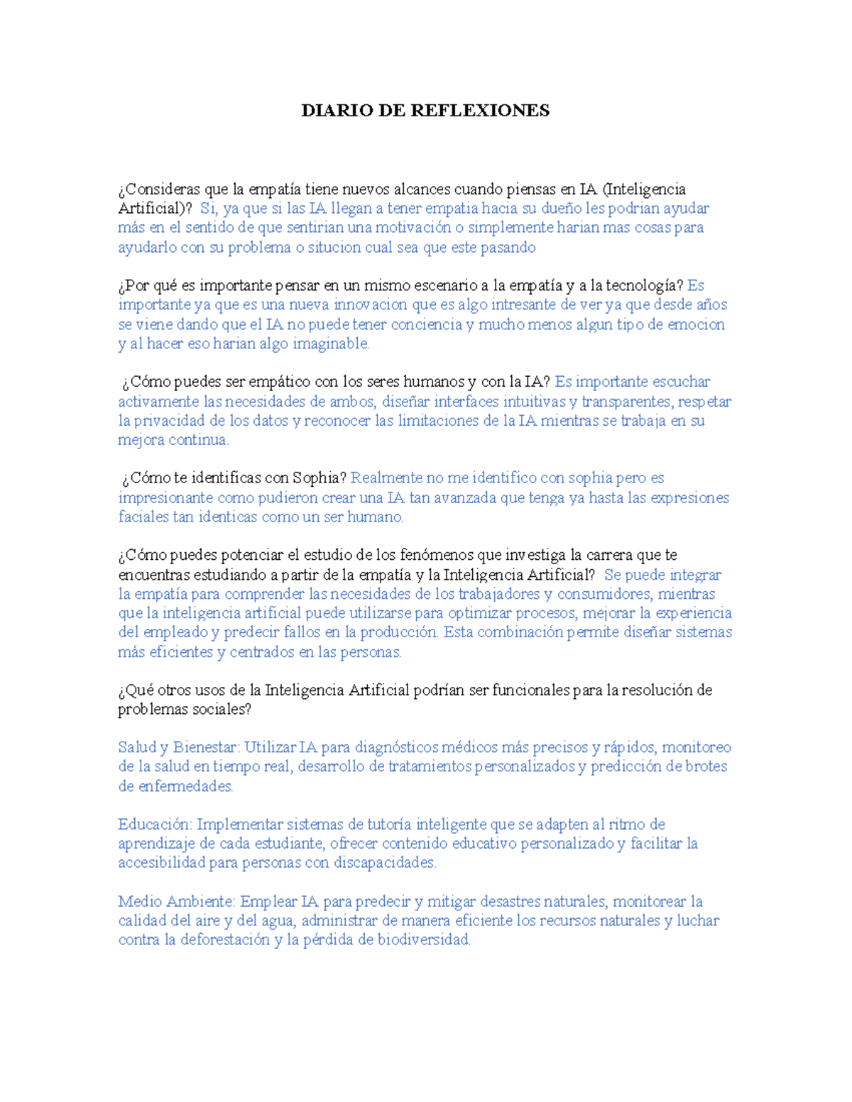 Diario de reflexiones unidad 2 - DIARIO DE REFLEXIONES ¿Consideras que la empatía tiene nuevos ...
