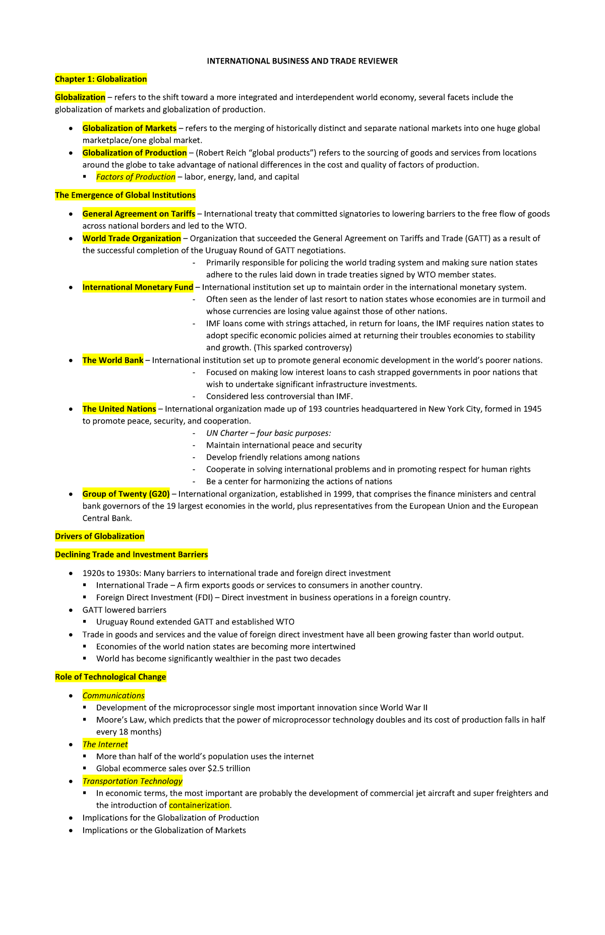 International Business AND Trade Reviewer - INTERNATIONAL BUSINESS AND ...