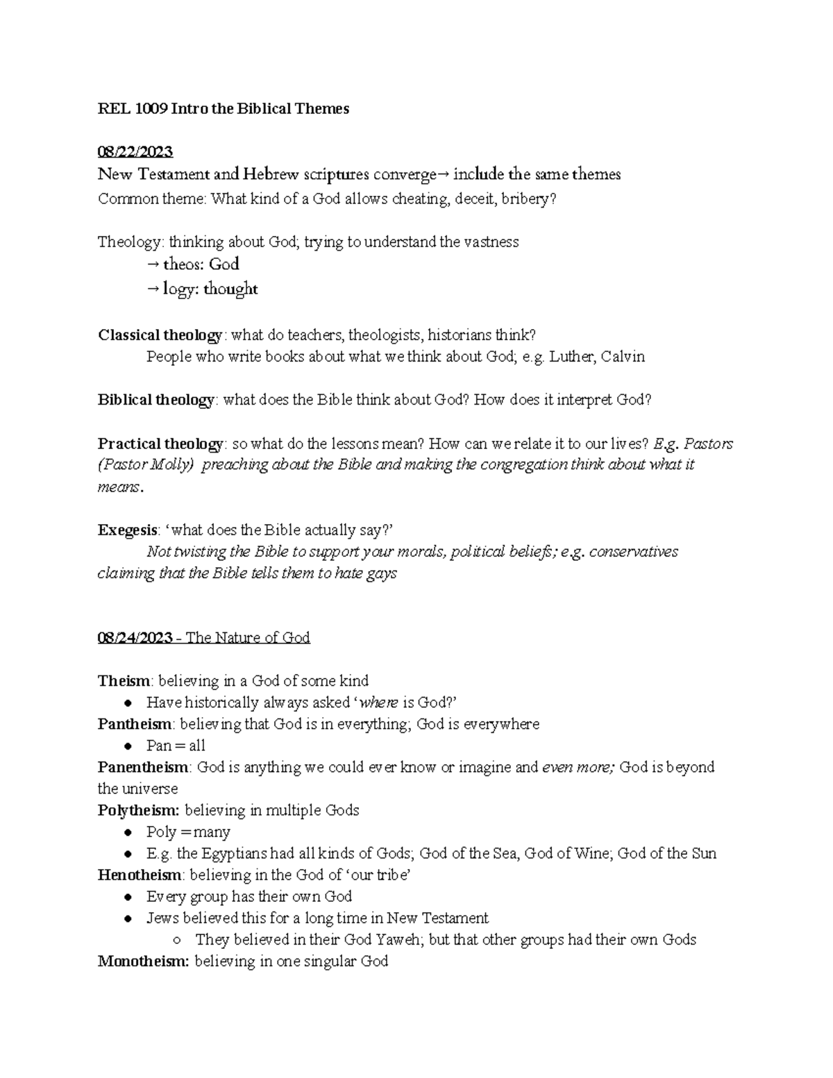 Unit 1 Notes - Biblical Themes - REL 1009 Intro the Biblical Themes 08 ...