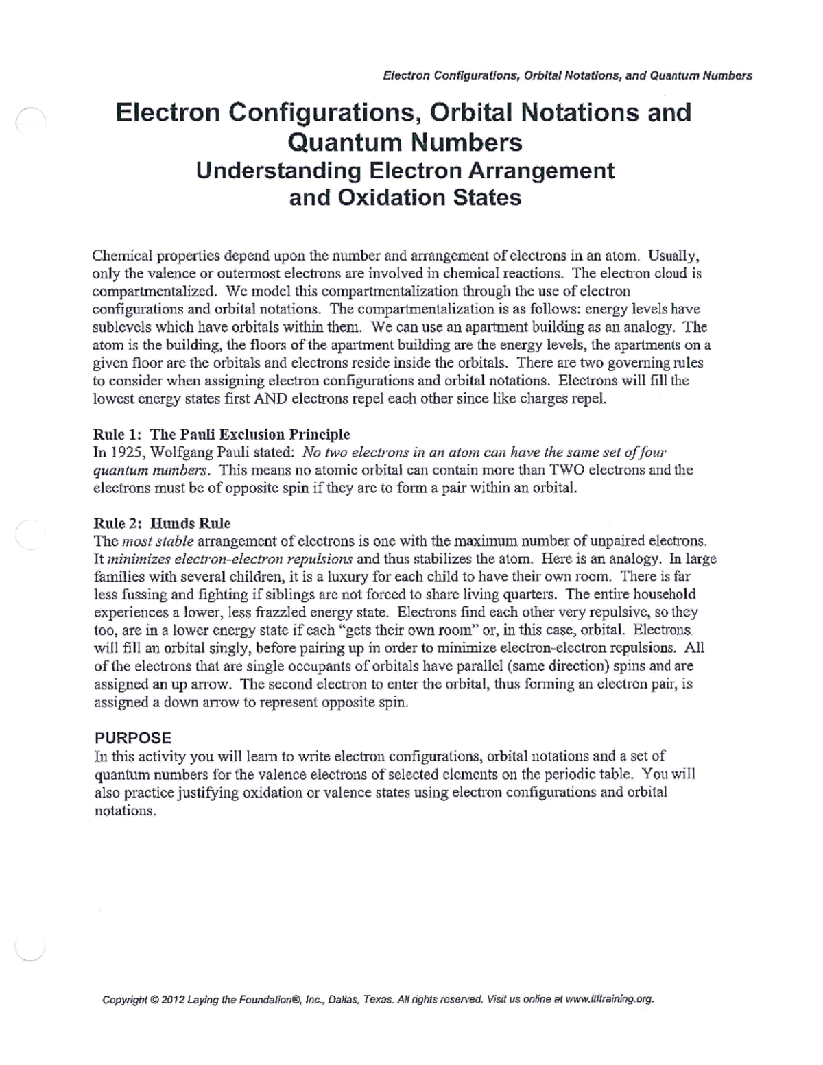 Electron configuration, orbital notations, and quantum numbers - CHEM ...