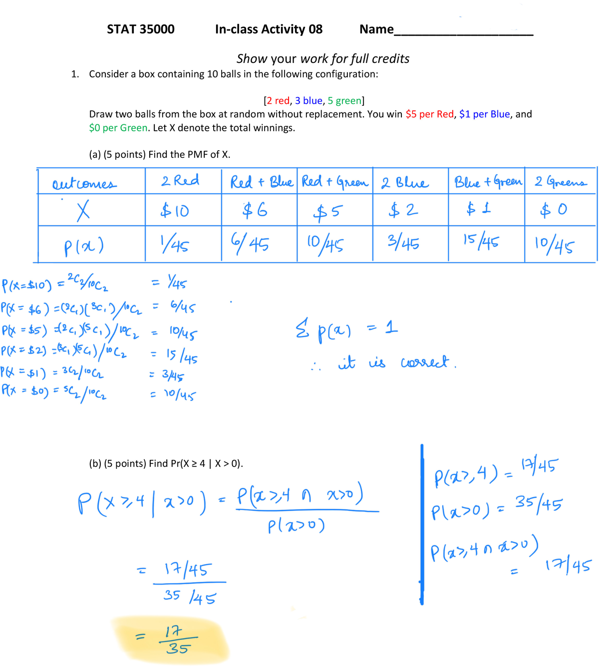 Ica+8 - STATS 350 ICA's - Professor Fei Tan - STAT35000 - Studocu