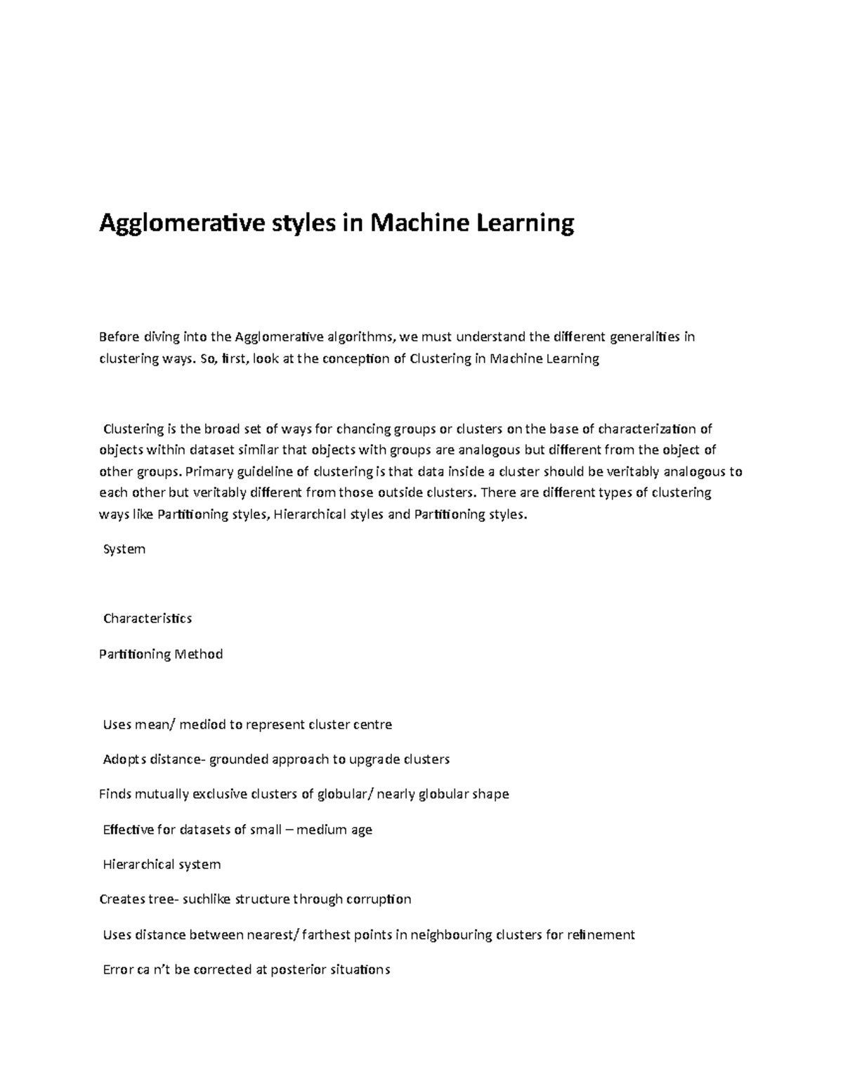 Agglomerative styles in Machine Learning - So, first, look at the ...
