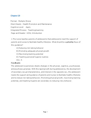 Chapter 22 - Test bank - Chapter 22 Review of a primiparous woman's ...