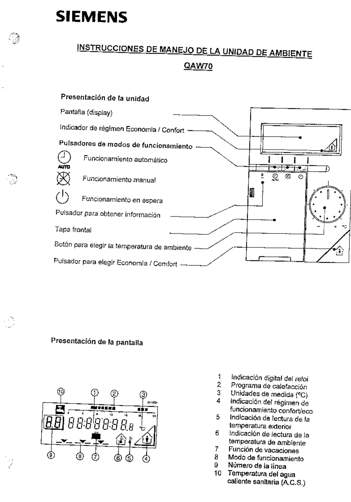 495804748 Unidad de Ambiente QAW70 - SIEMENS INSTRUCCIONES DE MANEJO DE ...