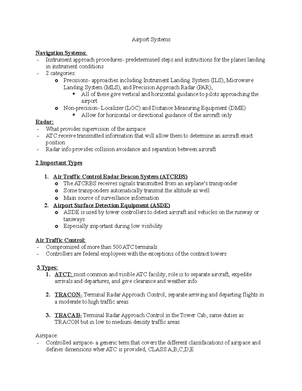 Airport Systems - Airport Systems Navigation Systems: - Instrument ...