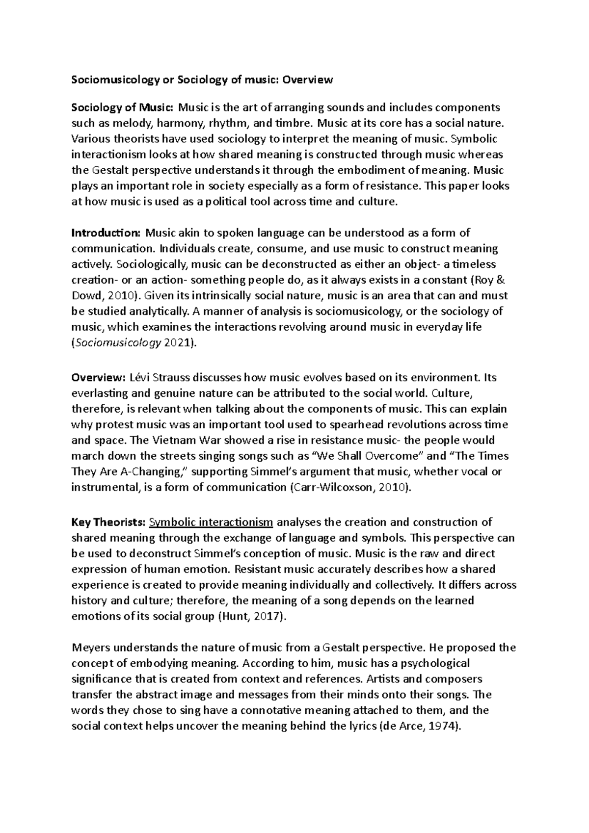 Sociomusicology or Sociology of music - Bournemouth - Studocu