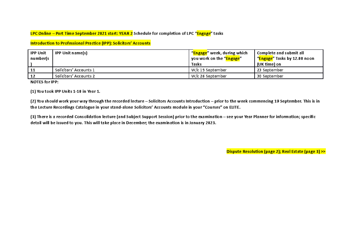Yr 2 schedule - LPC Online – Part Time September 2021 start: YEAR 2 ...
