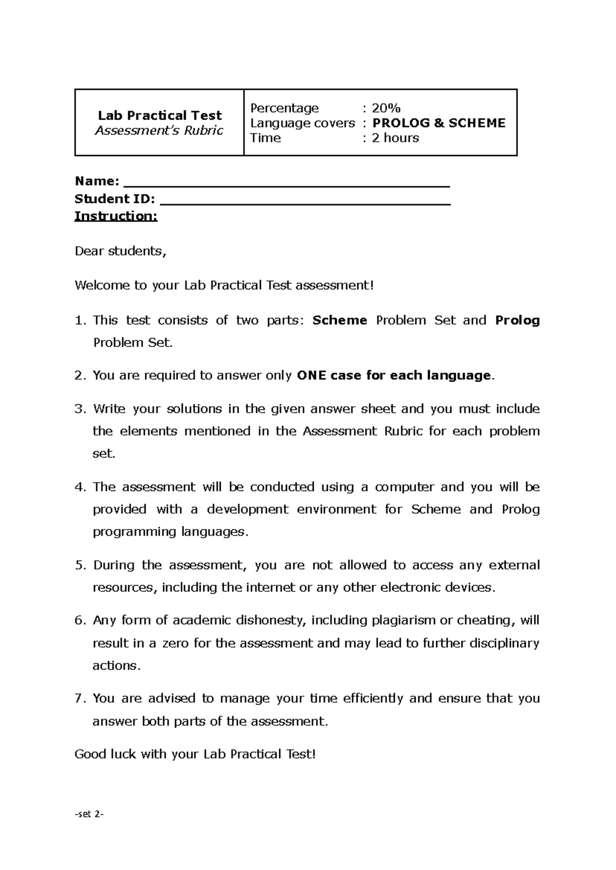 Lab Practical Test - LAB TEST SCHEME AND PROLOG - Lab Practical Test ...