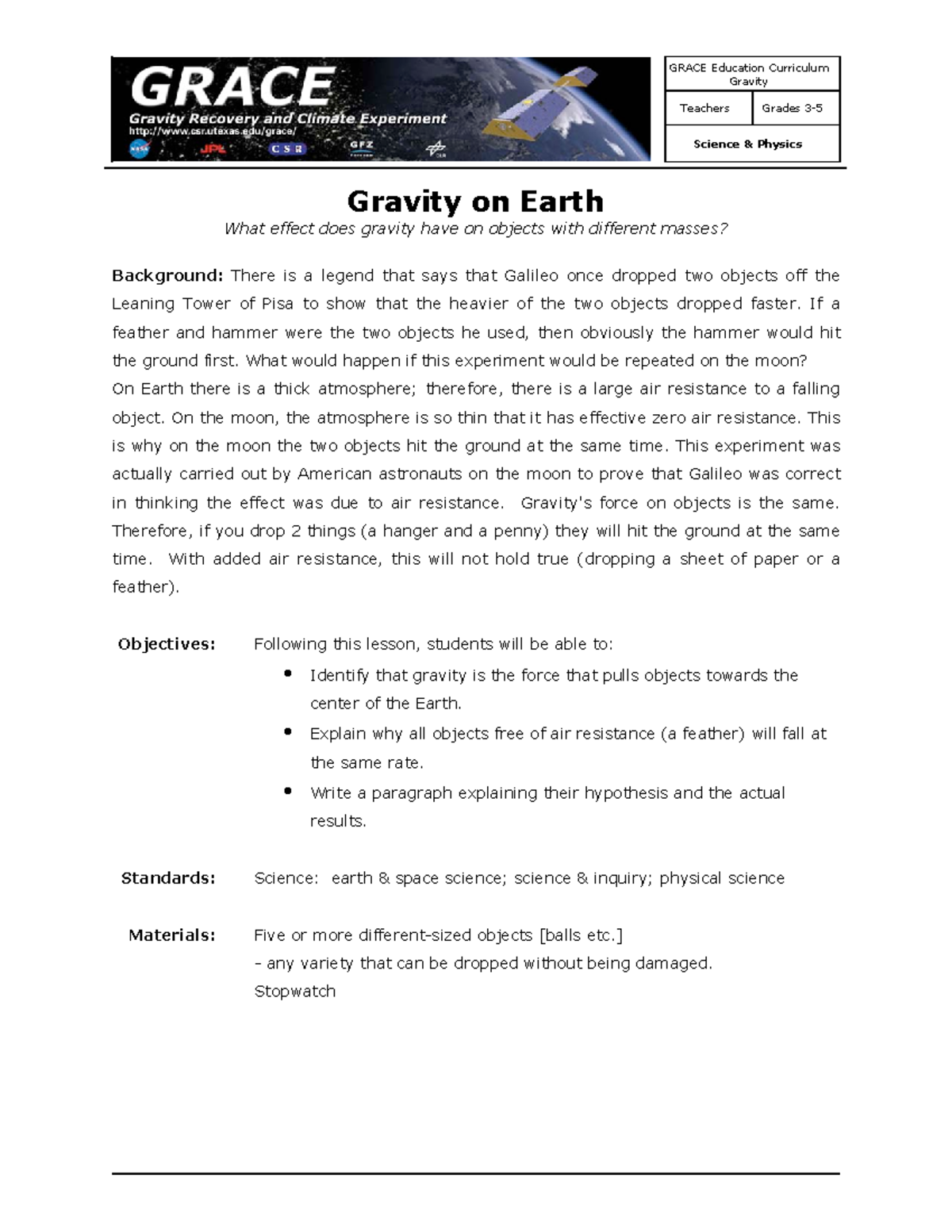 Gravity on Earth - This Self-Learning Module (SLM) is prepared so that ...