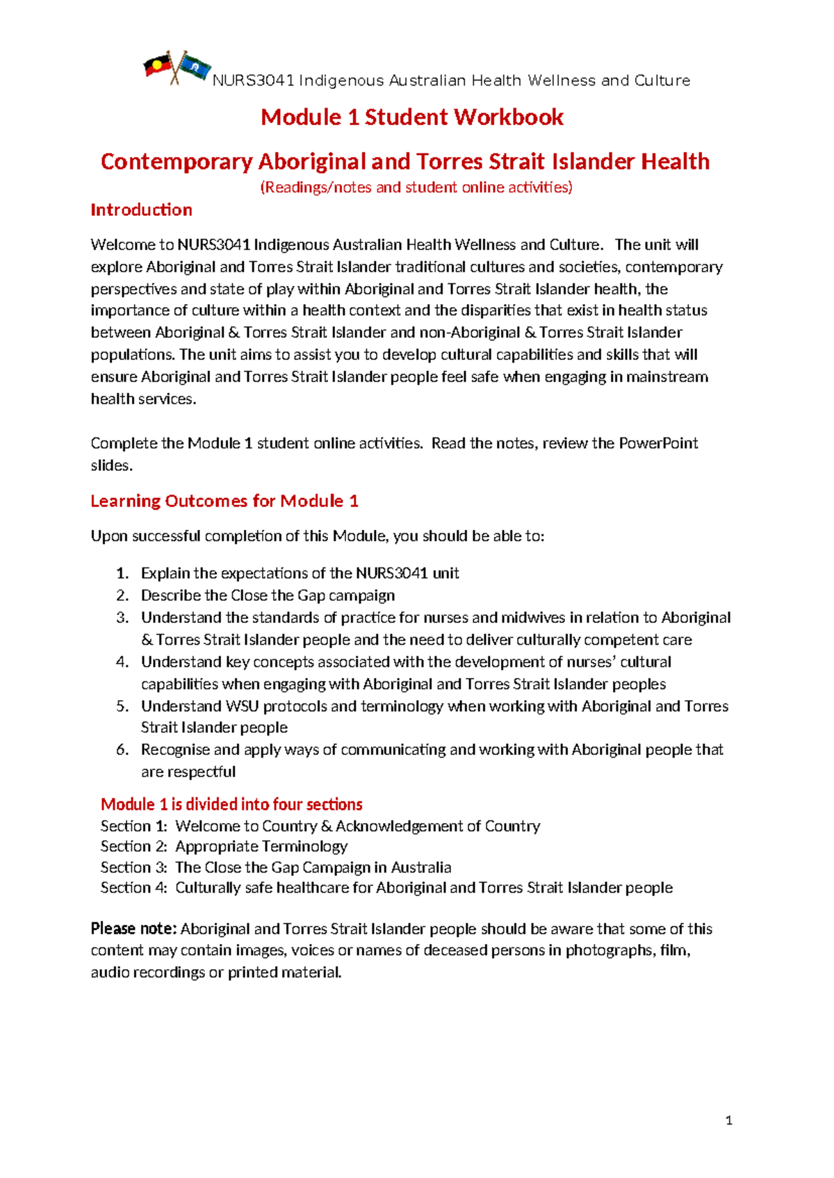 Module 1 Student Workbook 2024 - Module 1 Student Workbook Contemporary Aboriginal and Torres ...