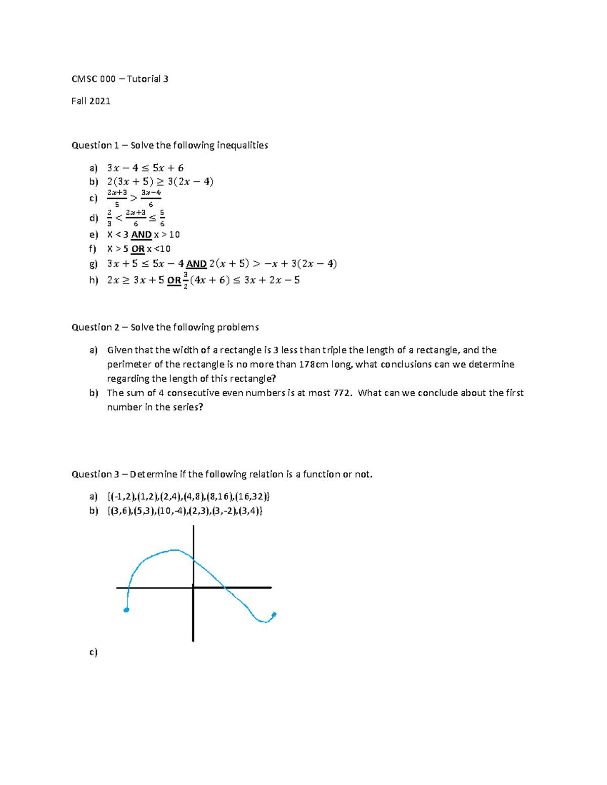 CMSC 000- Fall 2021 - Tutorial 03 - Copy - CMSC 000 – Tutorial 3 Fall ...