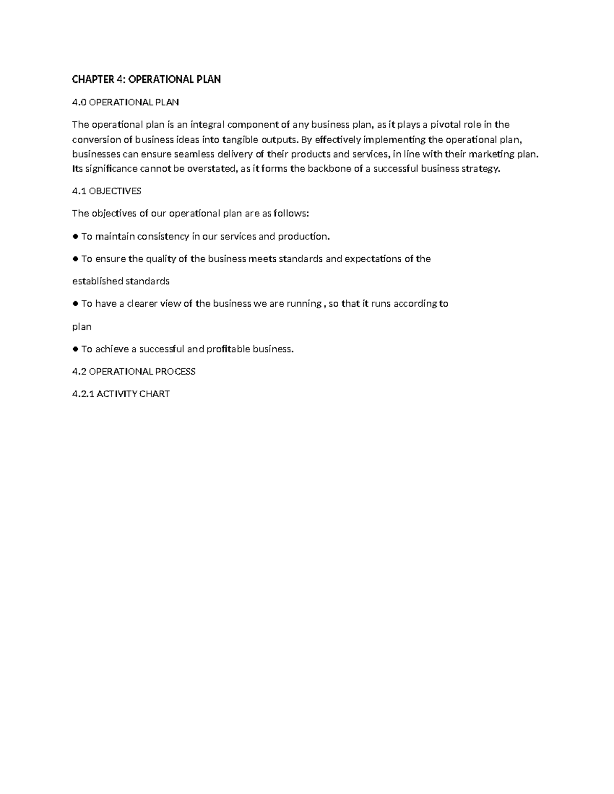 Operational PLAN - Summary Diploma in Building - CHAPTER 4: OPERATIONAL ...