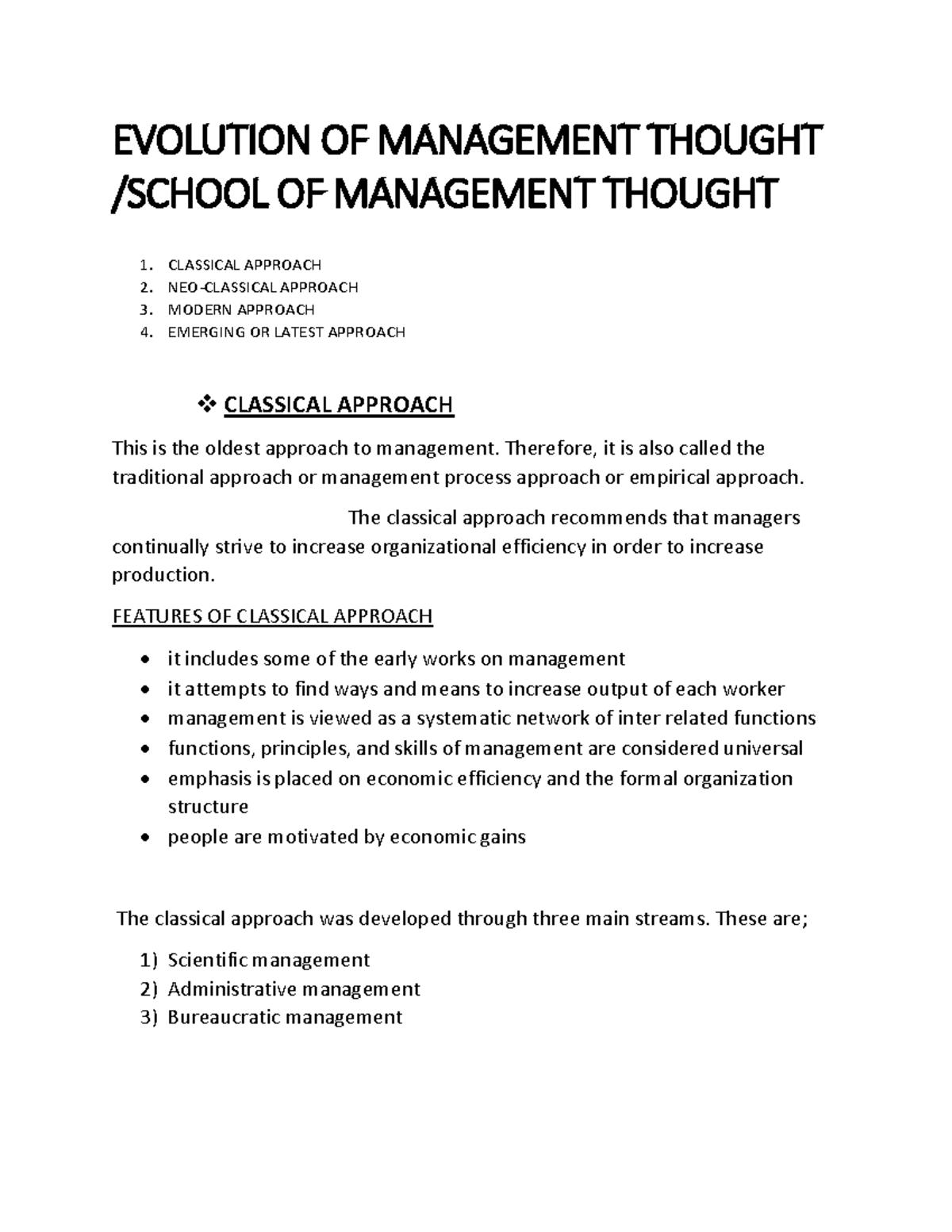 Evolution OF Management Thought-classical approach - EVOLUTION OF ...