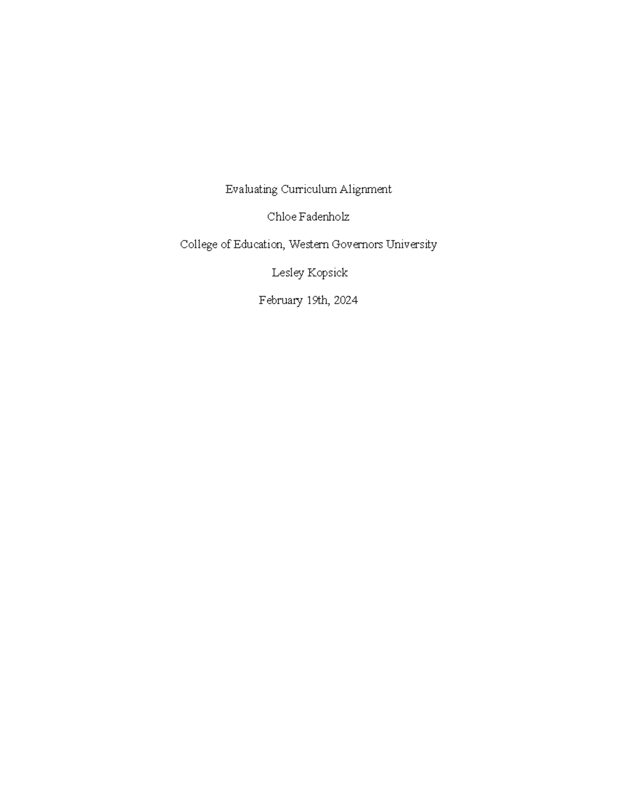 Oim2 Task 3 Evaluating Curriculum Alignment Evaluating Curriculum