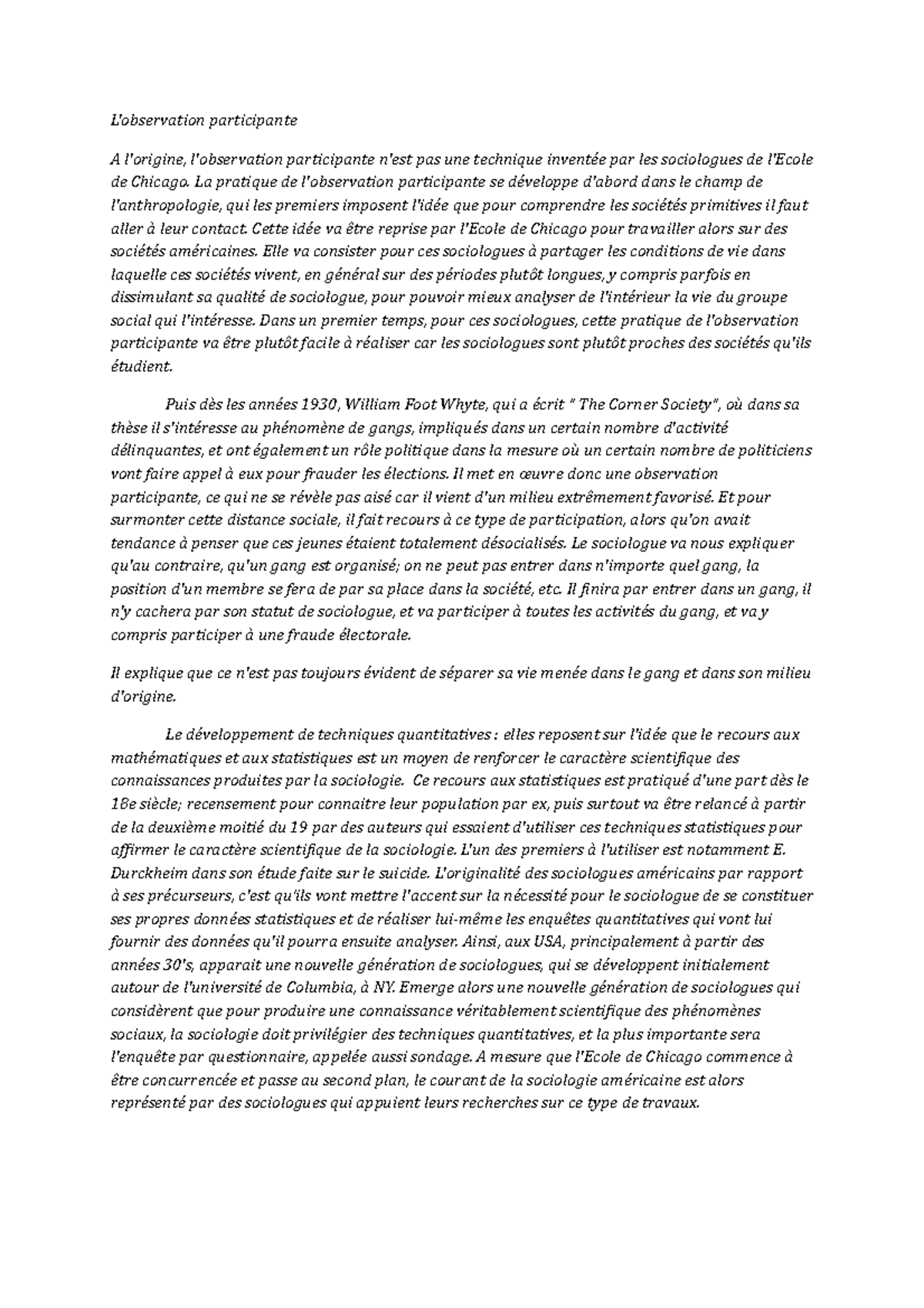 L'observation participante - La pratique de l'observation participante ...