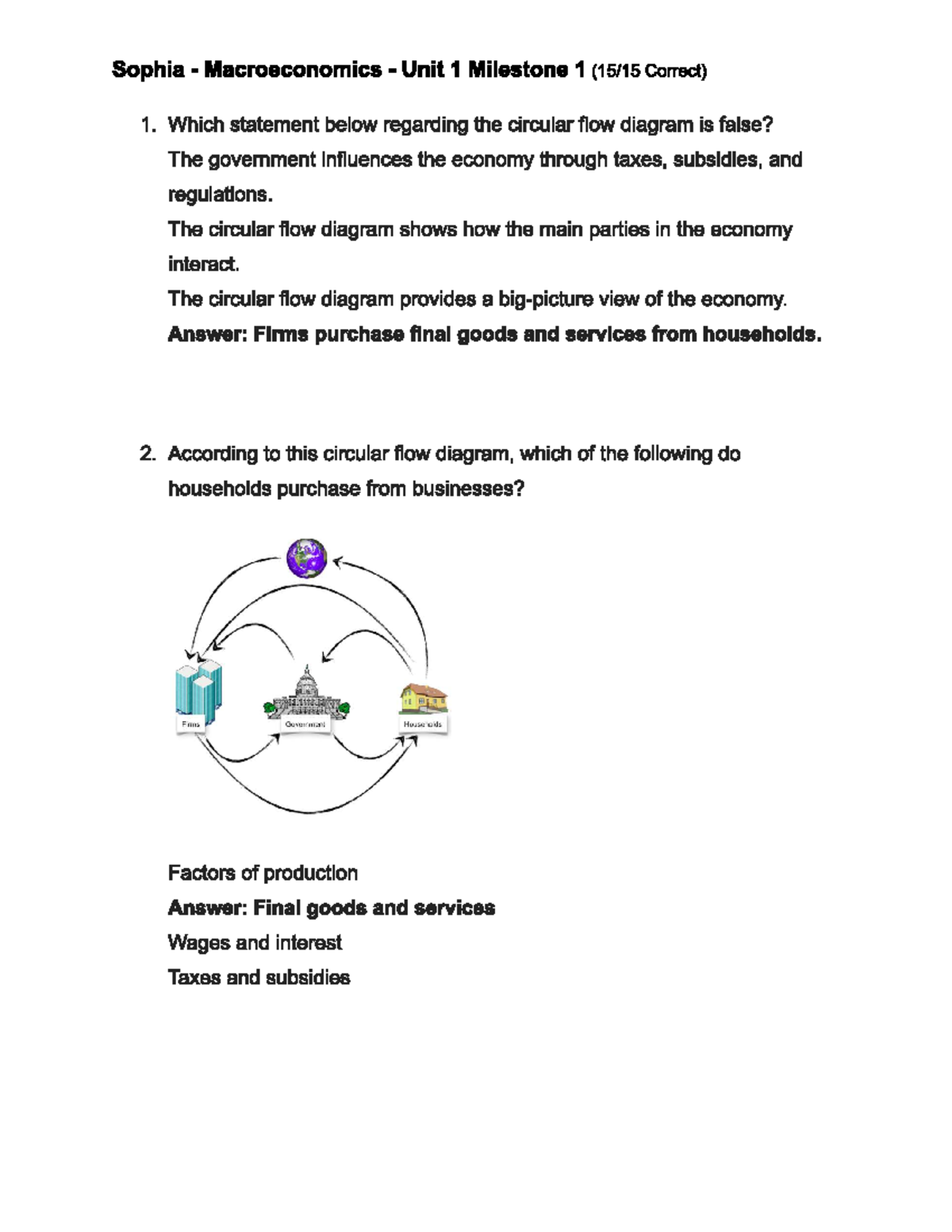Sophia - Macroeconomics - Unit 1 Milestone 1 - ECON1001 - Studocu