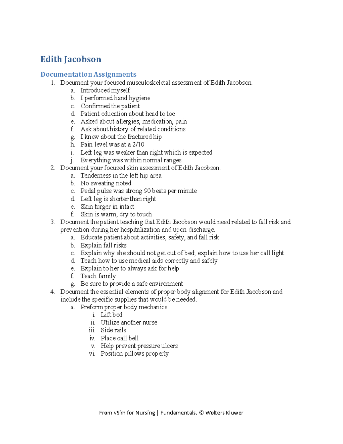 Edith Jacobson DA - Clinical Assignments - Edith Jacobson Documentation ...