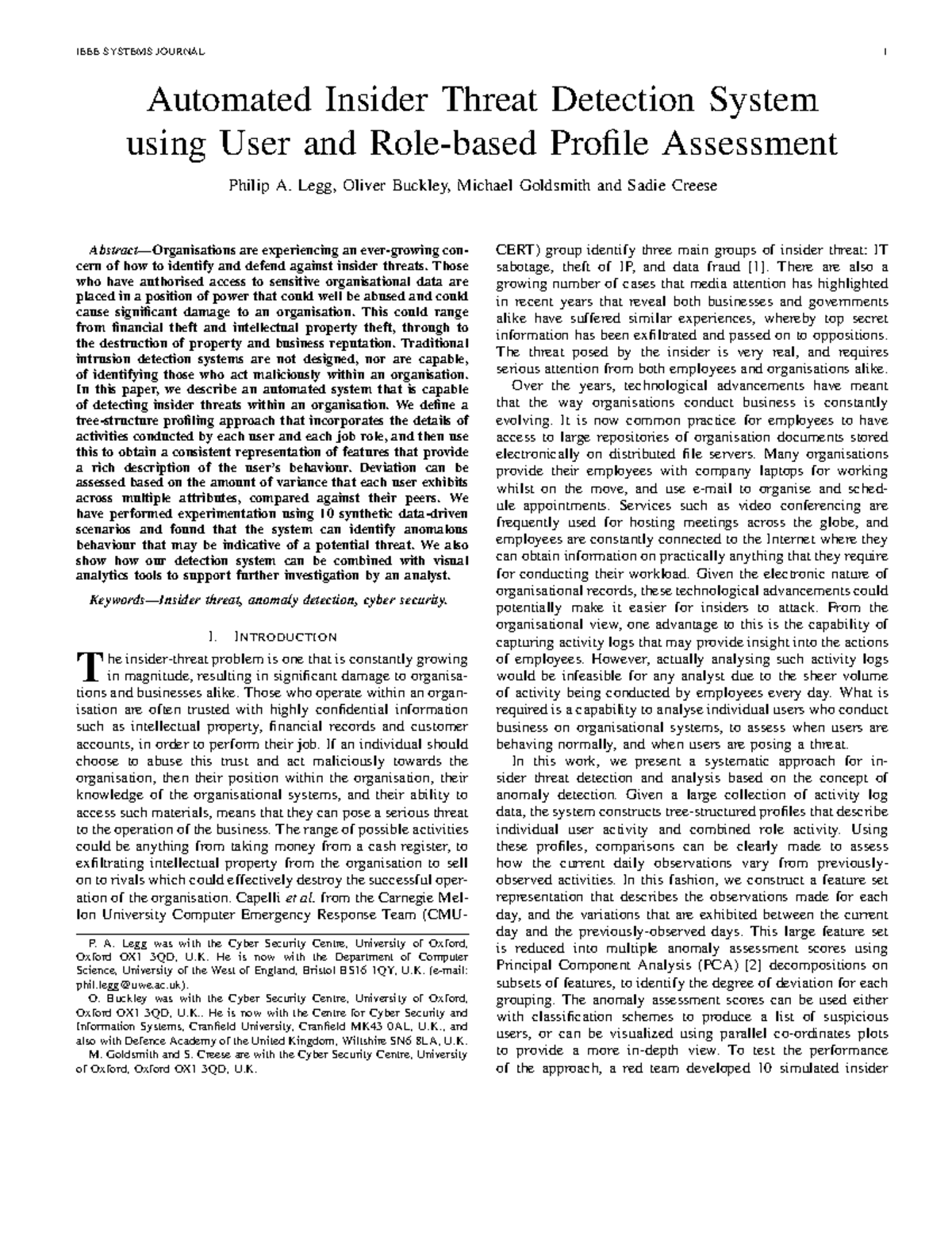 Anomaly ieee may2015 - Traditional security measures tend to focus on ...