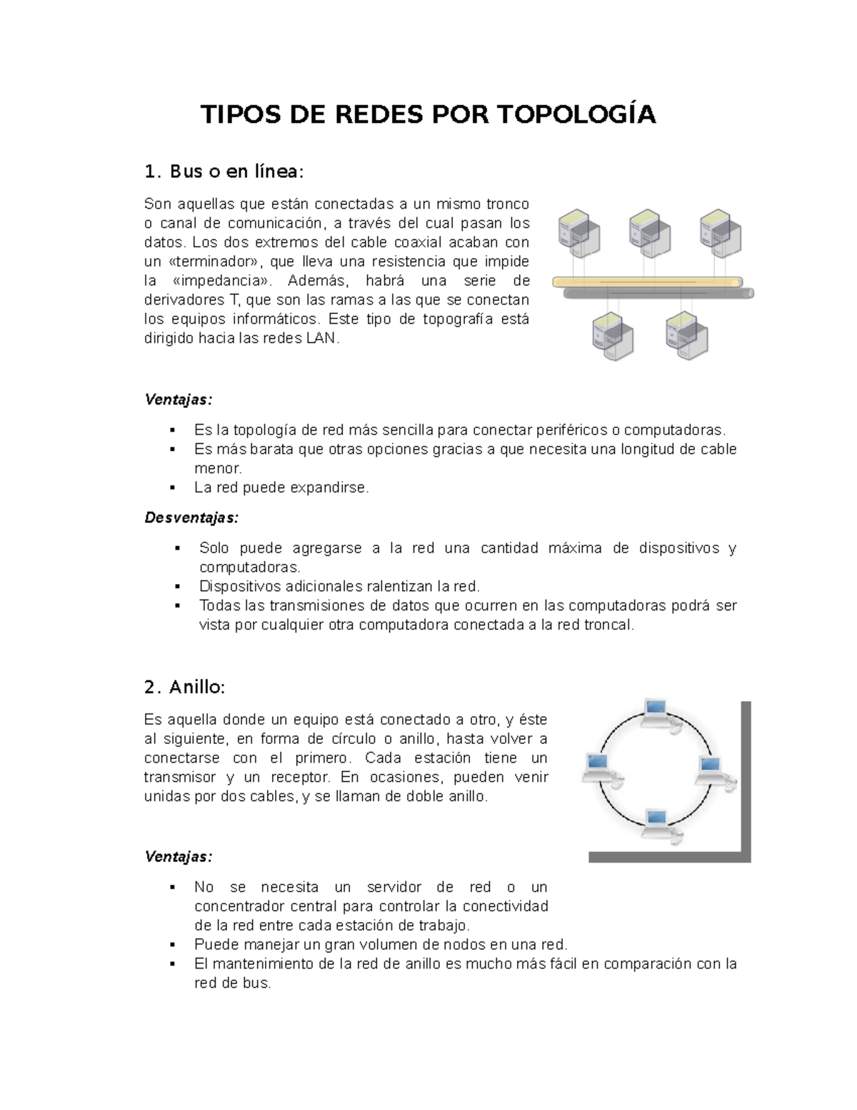 Tipos de Redes por Topología - TIPOS DE REDES POR TOPOLOGÍA 1. Bus o en ...